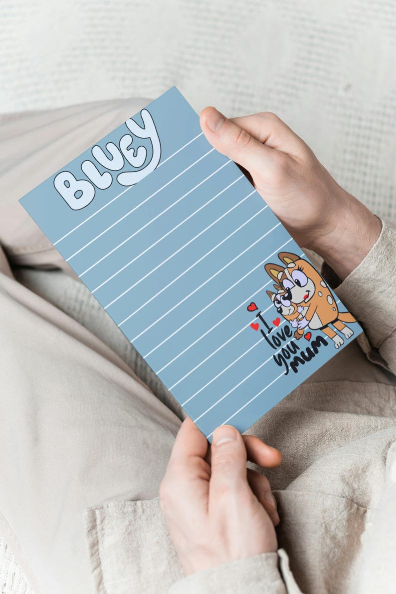 Blue Stationary Paper, Bluey Inspired Notebook Paper, Bluey Note Pages ...