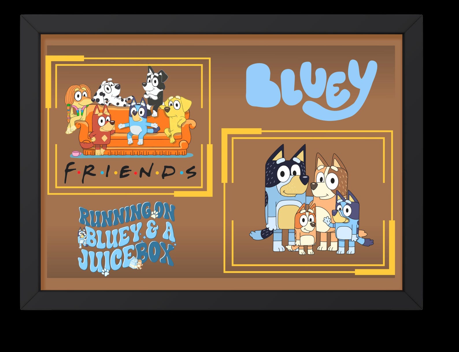 Bluey Friends and Quote Wall Art, Bluey Inspired Juice Box Kids Print ...