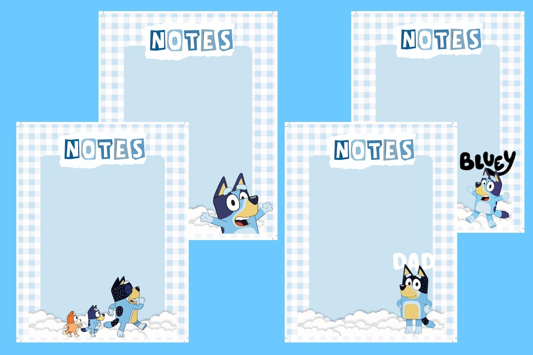 Bluey Inspired Stationary, Bluey Kids Stationary Paper, Bluey Note Pads ...