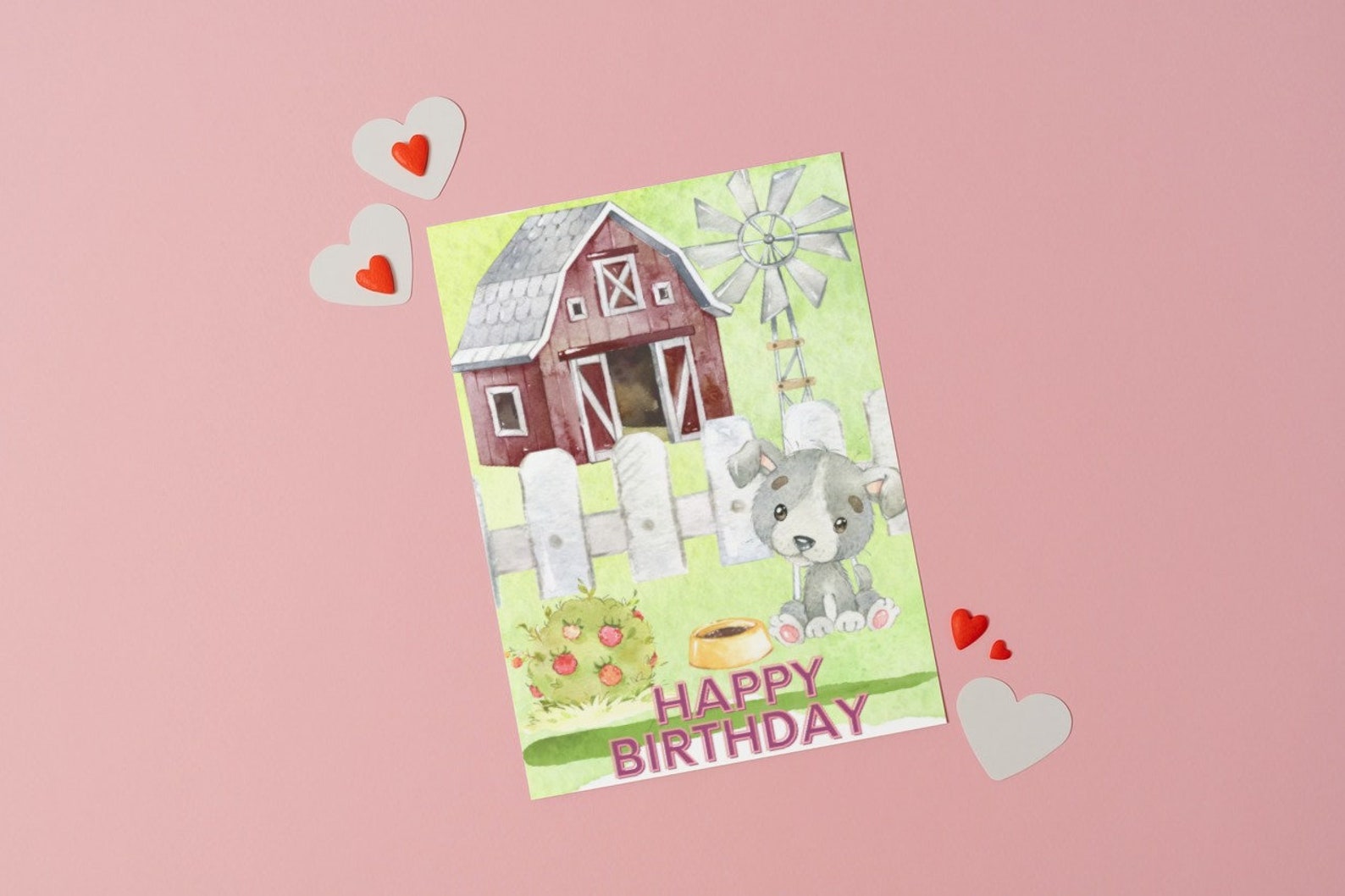 Happy Birthday Country Greeting Card, Farm Scene Instant Download Card ...