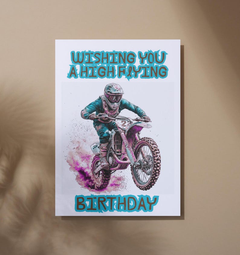 Motocross Birthday Card: Dirt Bike Motorcycle Gift (PNG) - Etsy