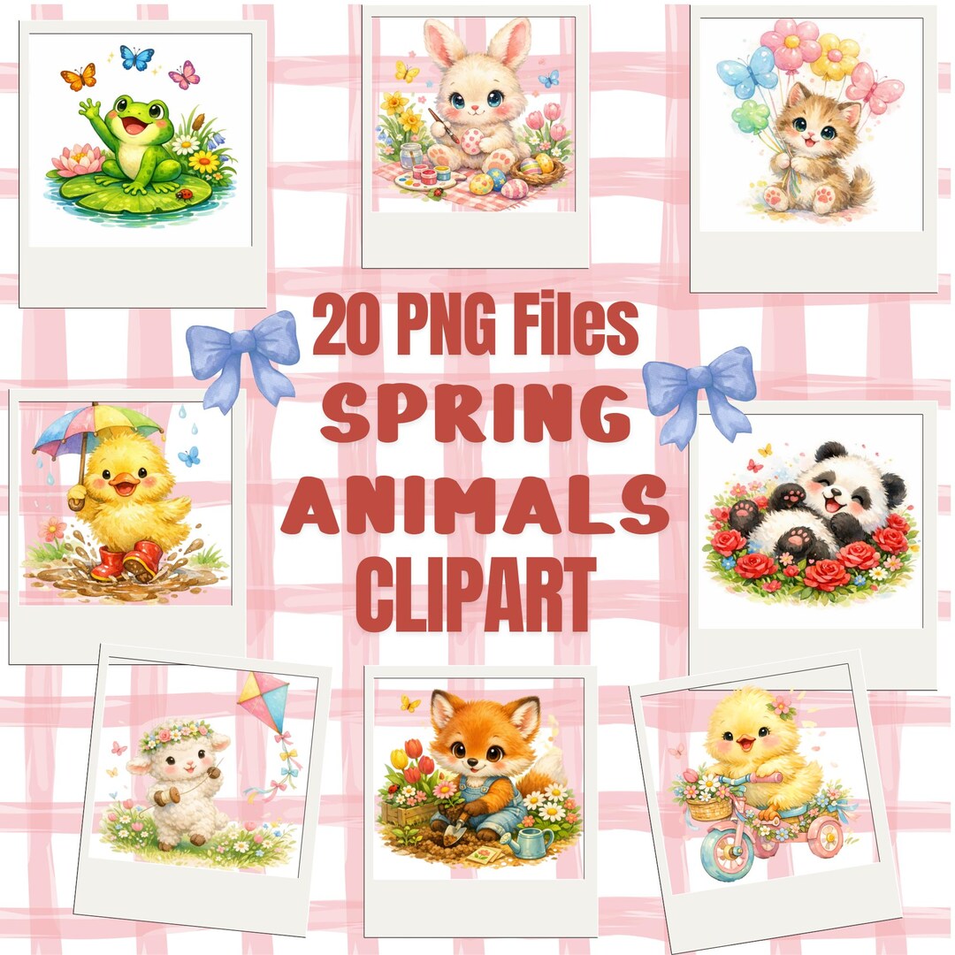 Whimsical Spring Animal Clipart Bundle PNG, Baby Animals Digital ...