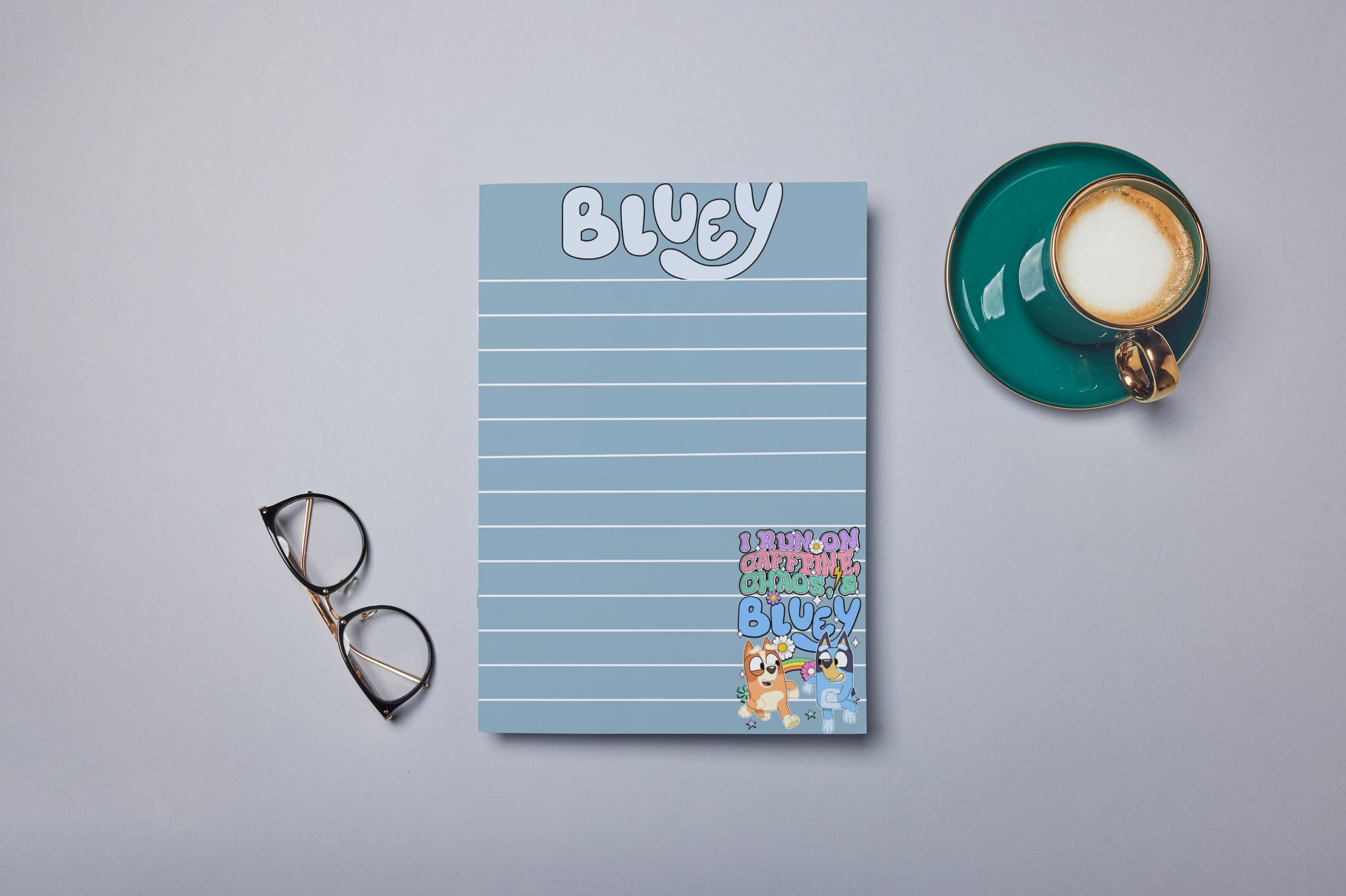 Blue Stationary Paper, Bluey Inspired Notebook Paper, Bluey Note Pages ...