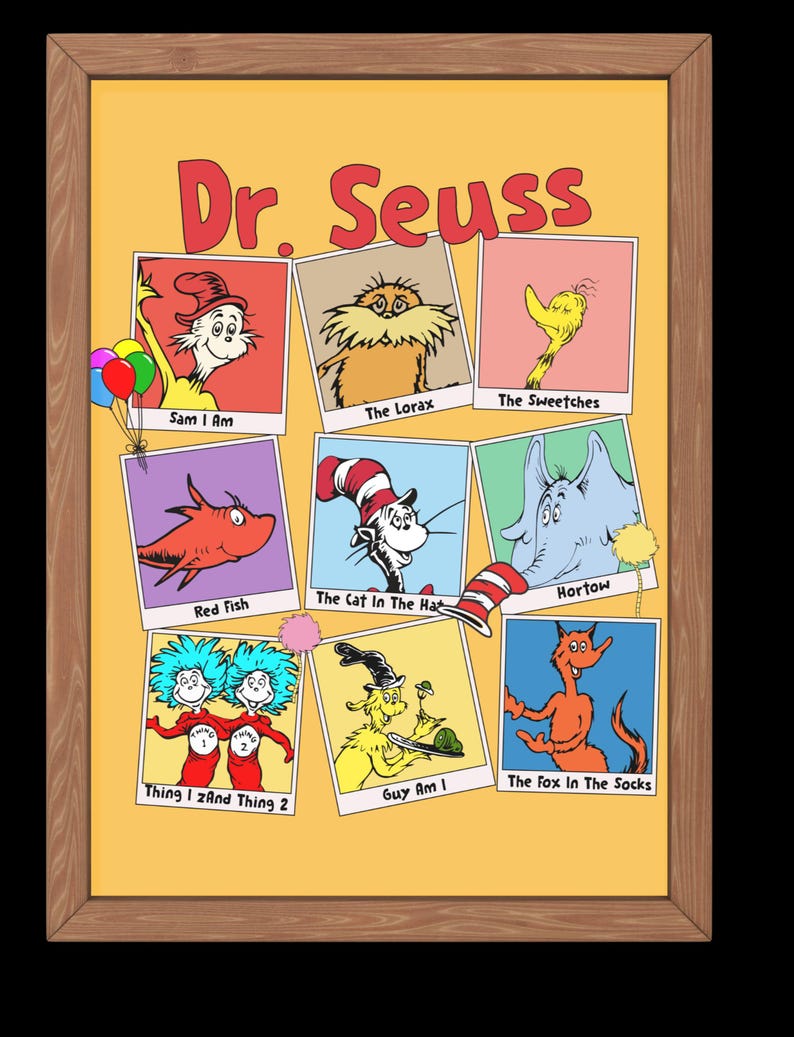 Dr Seuss Day Inspired Wall Art, Dr Seuss School Poster, Dr Seuss Kids ...