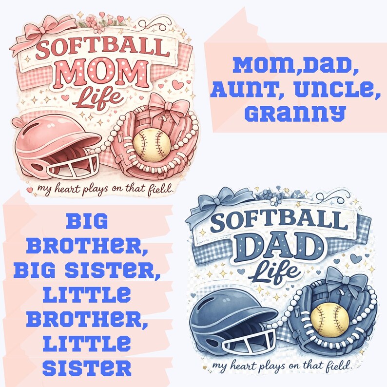 Softball Coquette Clipart Bundle, Game Day Softball PNG, Family ...