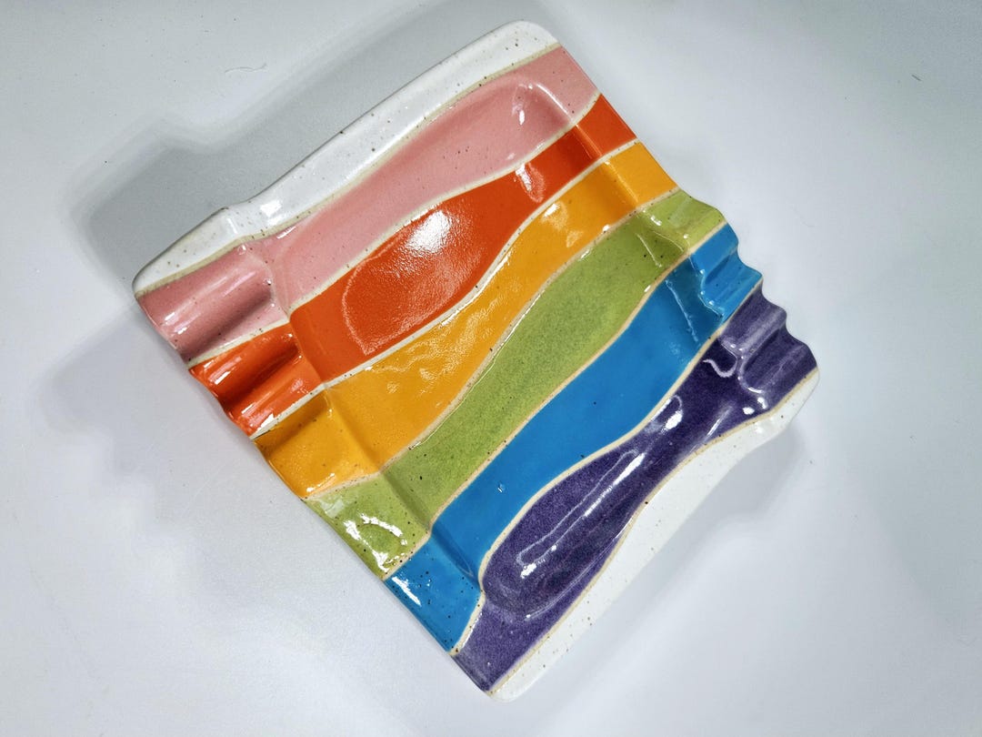 Wavy Square Ceramic Ashtray Handmade - Etsy