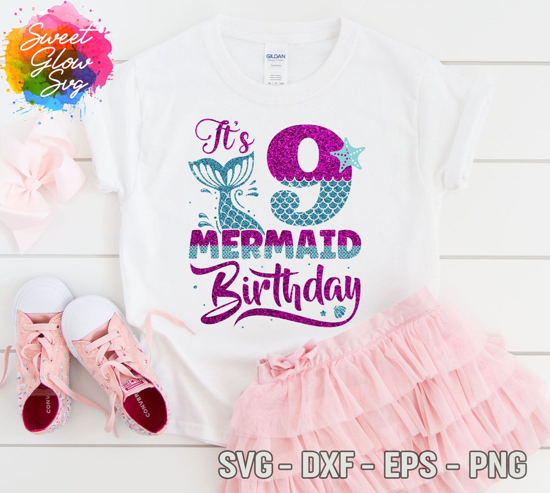9 Years Old Mermaid Birthday SVG, 9th Birthday Mermaid Svg, Mermaid ...