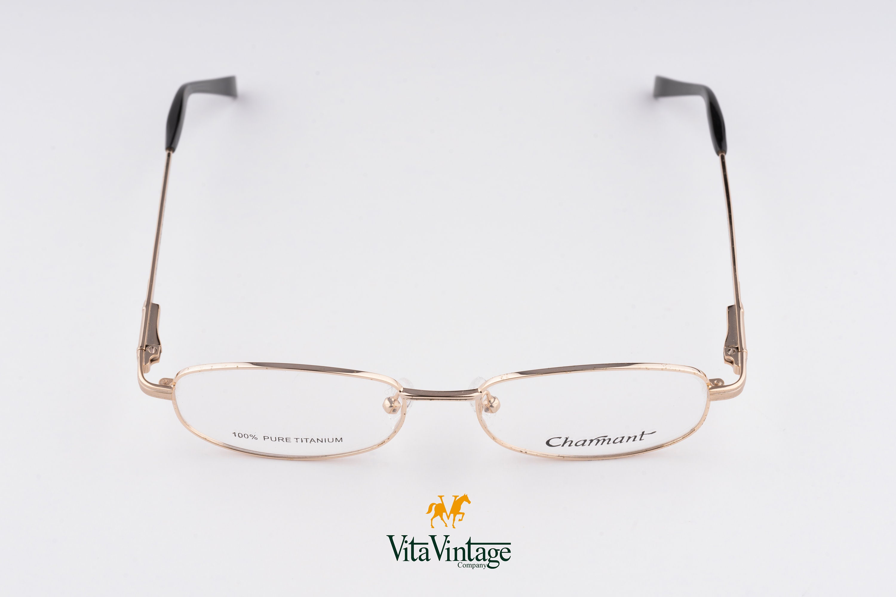 Charmant Vintage Eyeglasses, 90s Made in Japan Titanium Gold Rectangle ...