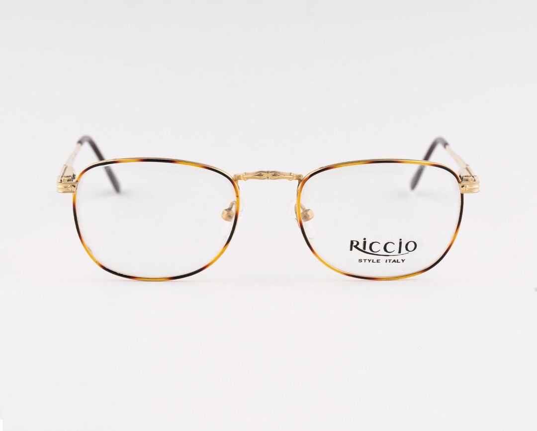 Riccio Vintage Eyeglasses: 90s Italian Tortoise Gold Frame - Etsy