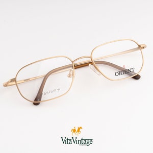Orient 2188 Titanium Eyeglasses Vintage 90s Matte Gold Rectangle ...