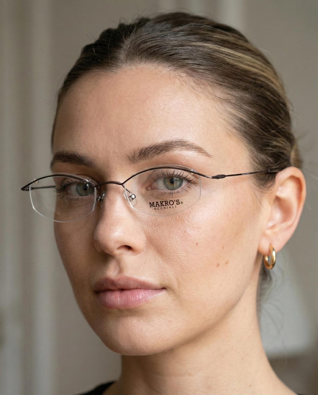 Ultra Slim 90s Optical Frame 29mm Height, Italy Makro's Occhiali, Dark ...