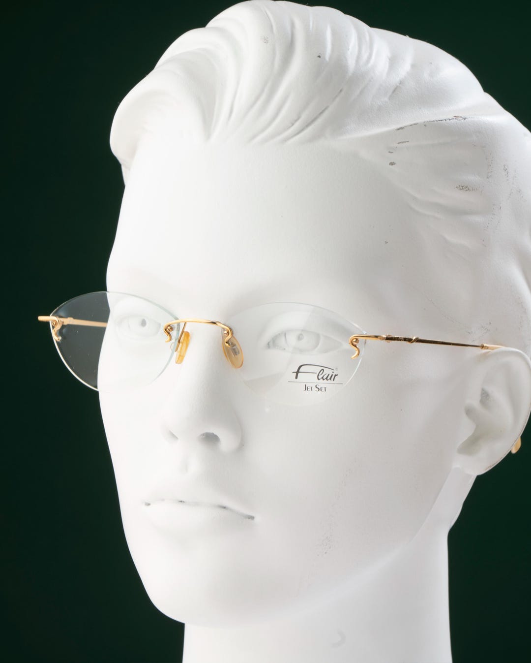 Gold Rimless Flair Jet Set 804 Cat Eye Glasses- 1990s Vintage German ...