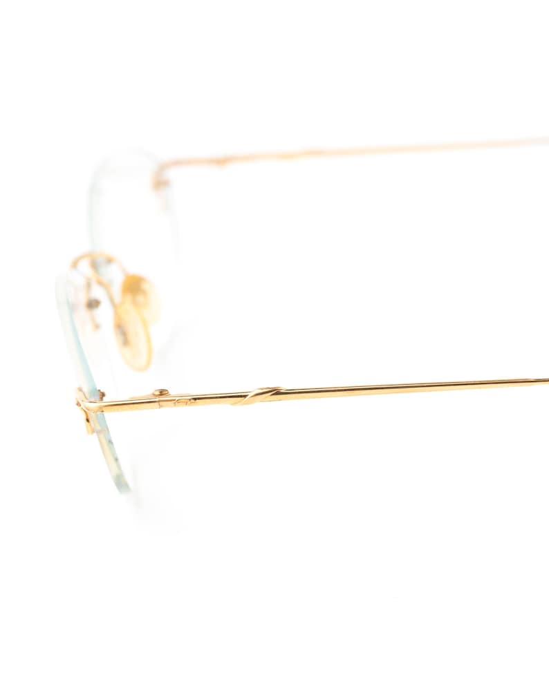 Gold Rimless Flair Jet Set 804 Cat Eye Glasses- 1990s Vintage German ...