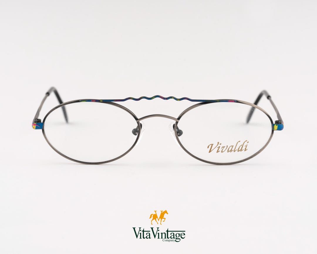 Aviator Oval Vintage Frames - 90s Vivaldi 1278 Crazy Rainbow Small Oval ...
