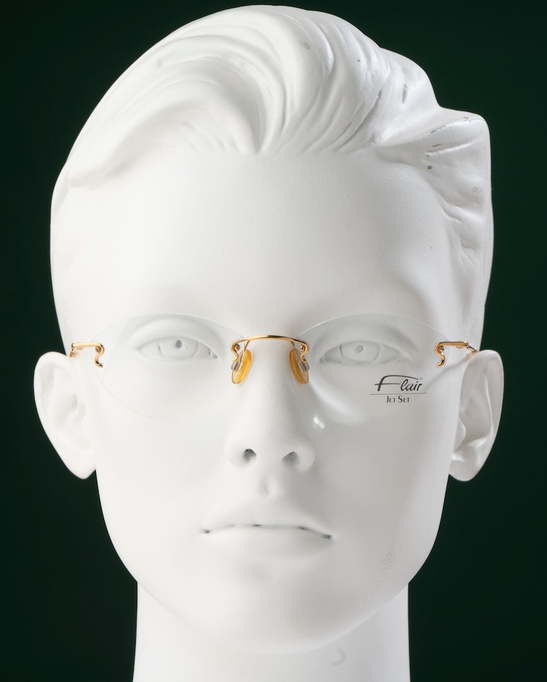 Gold Rimless Flair Jet Set 804 Cat Eye Glasses- 1990s Vintage German ...