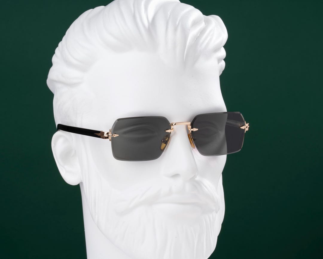 Gold Rimless Rectangle Sunglasses - Chianti Occhiali Giacometti C1 ...