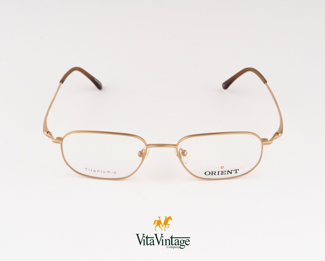 Orient 2188 Titanium Eyeglasses Vintage 90s Matte Gold Rectangle ...