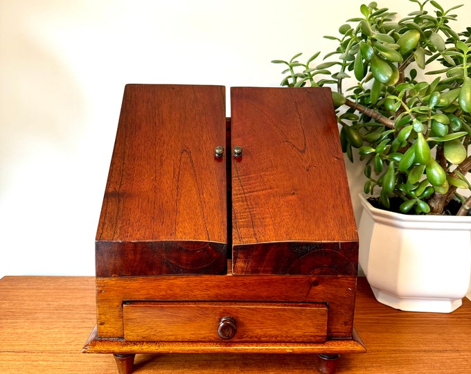 Vintage Solid Wood Writing Block Stationary Desk Paper Letter Organiser ...