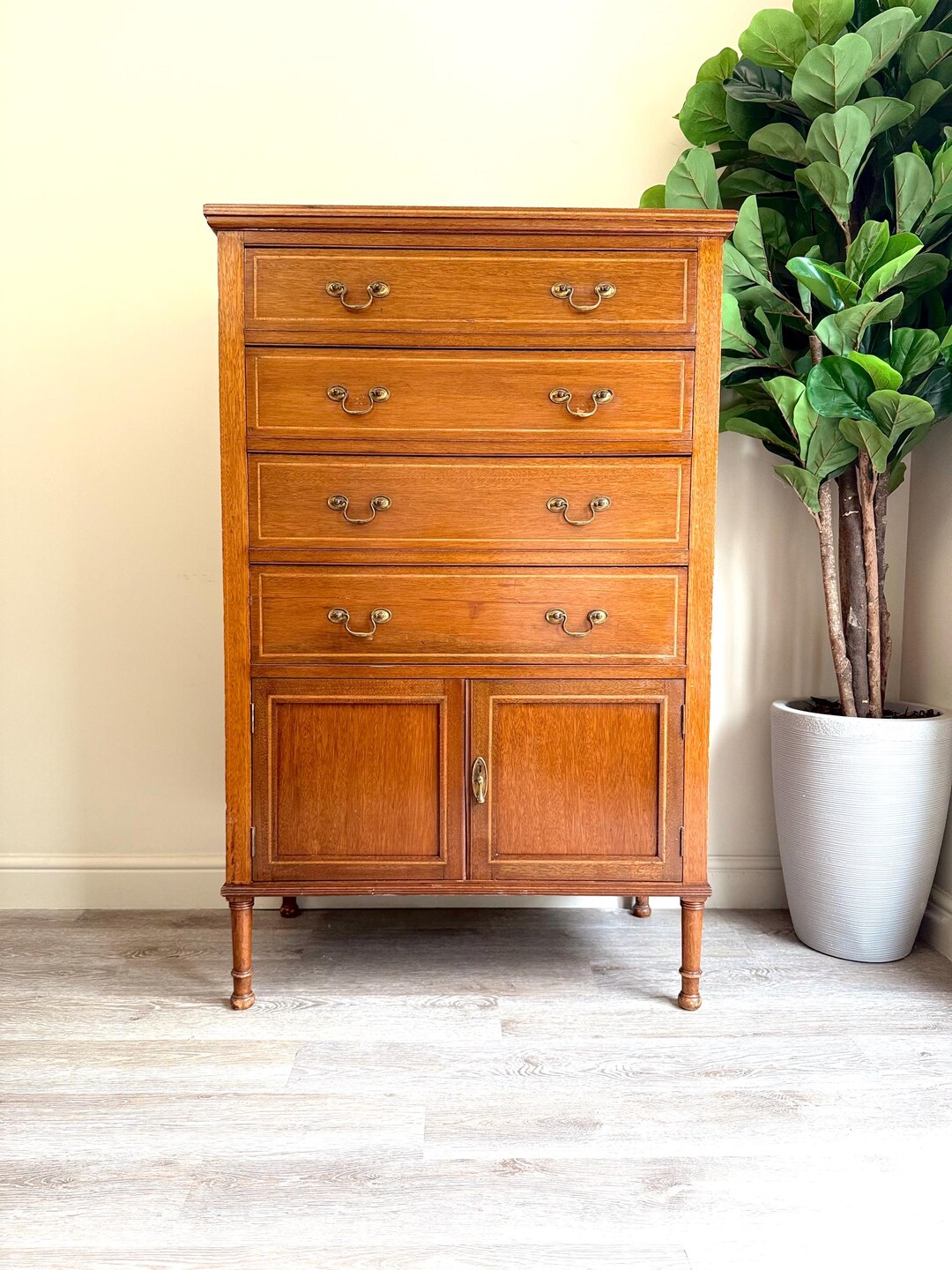 Vintage 1920s Linen Chest of Drawers: Mid-century Bedroom Storage ...