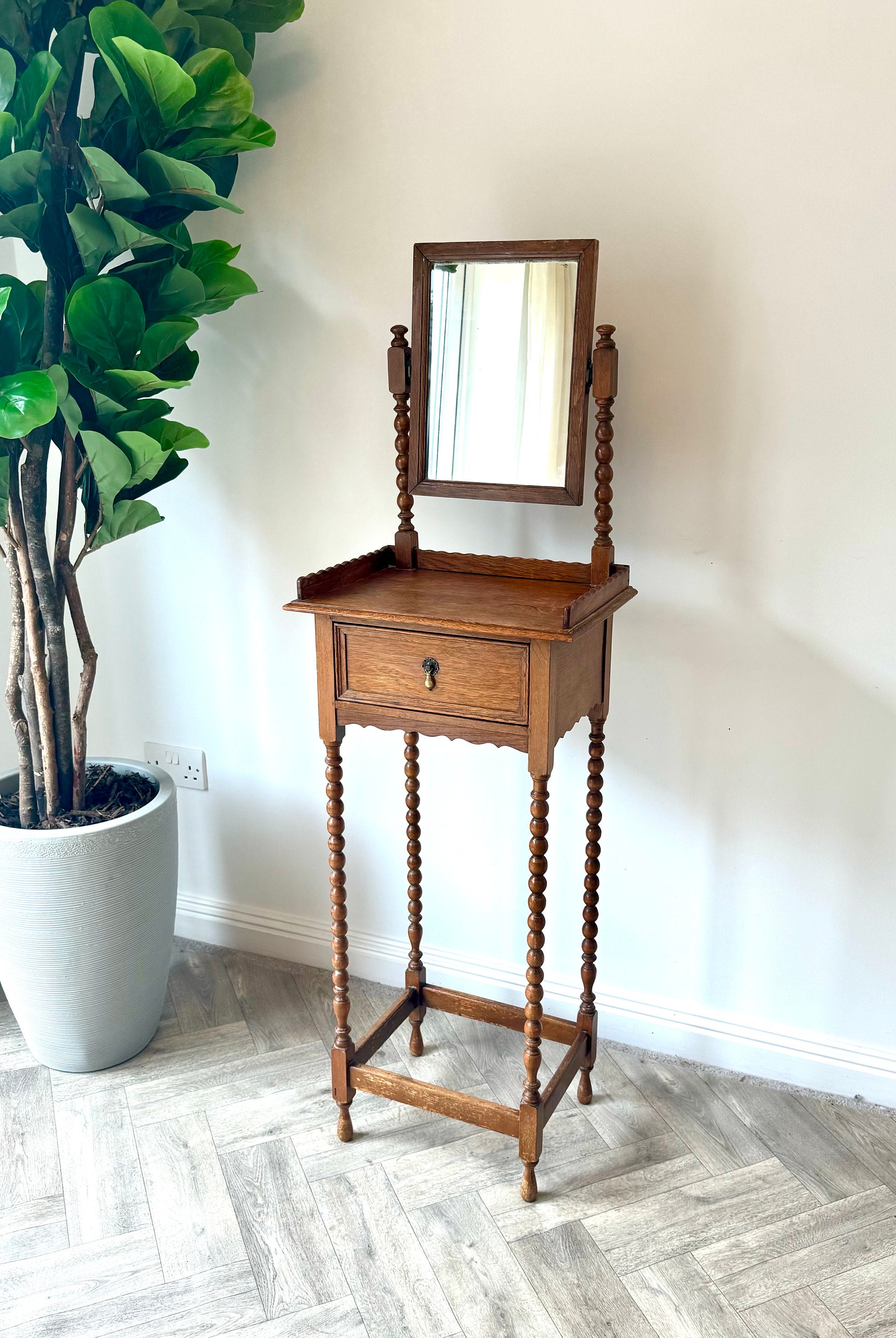 Antique JAS Shoolbred Oak Shaving Stand With Adjustable Mirror - Etsy UK