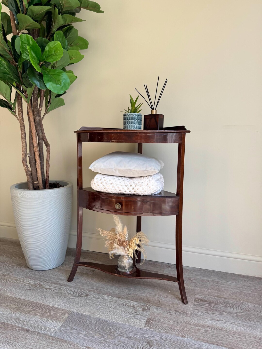 Antique Vintage Georgian Corner Washstand Mahonogany Veneer Wooden Two ...