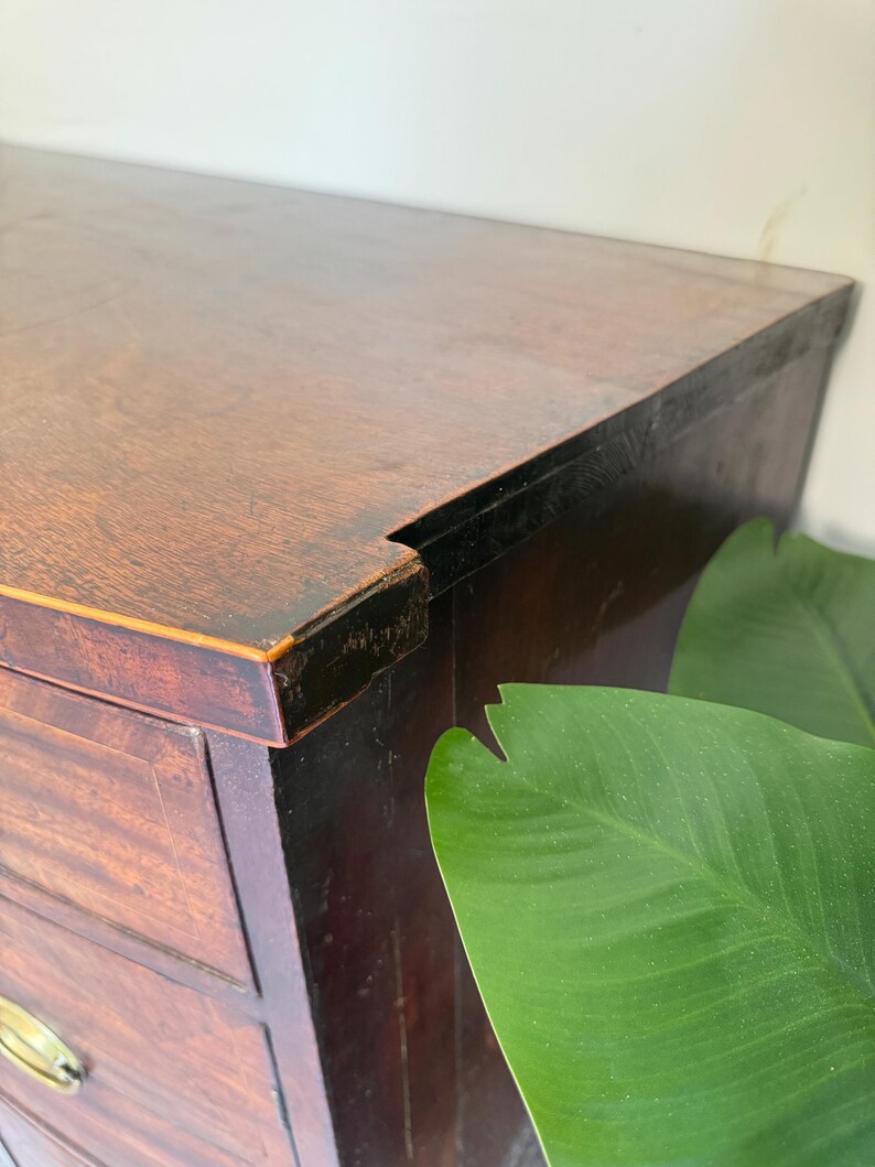 Antique Georgian Bow Front Sideboard Table – Solid Wood Storage Console ...