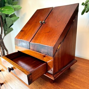Vintage Solid Wood Writing Block Stationary Desk Paper Letter Organiser ...