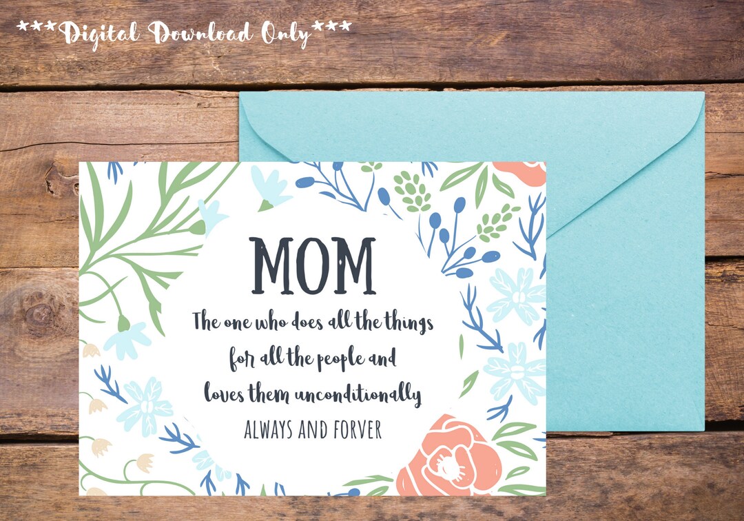 PRINTABLE Mother's Day Card, Card for Mom, the One Who Does All the ...