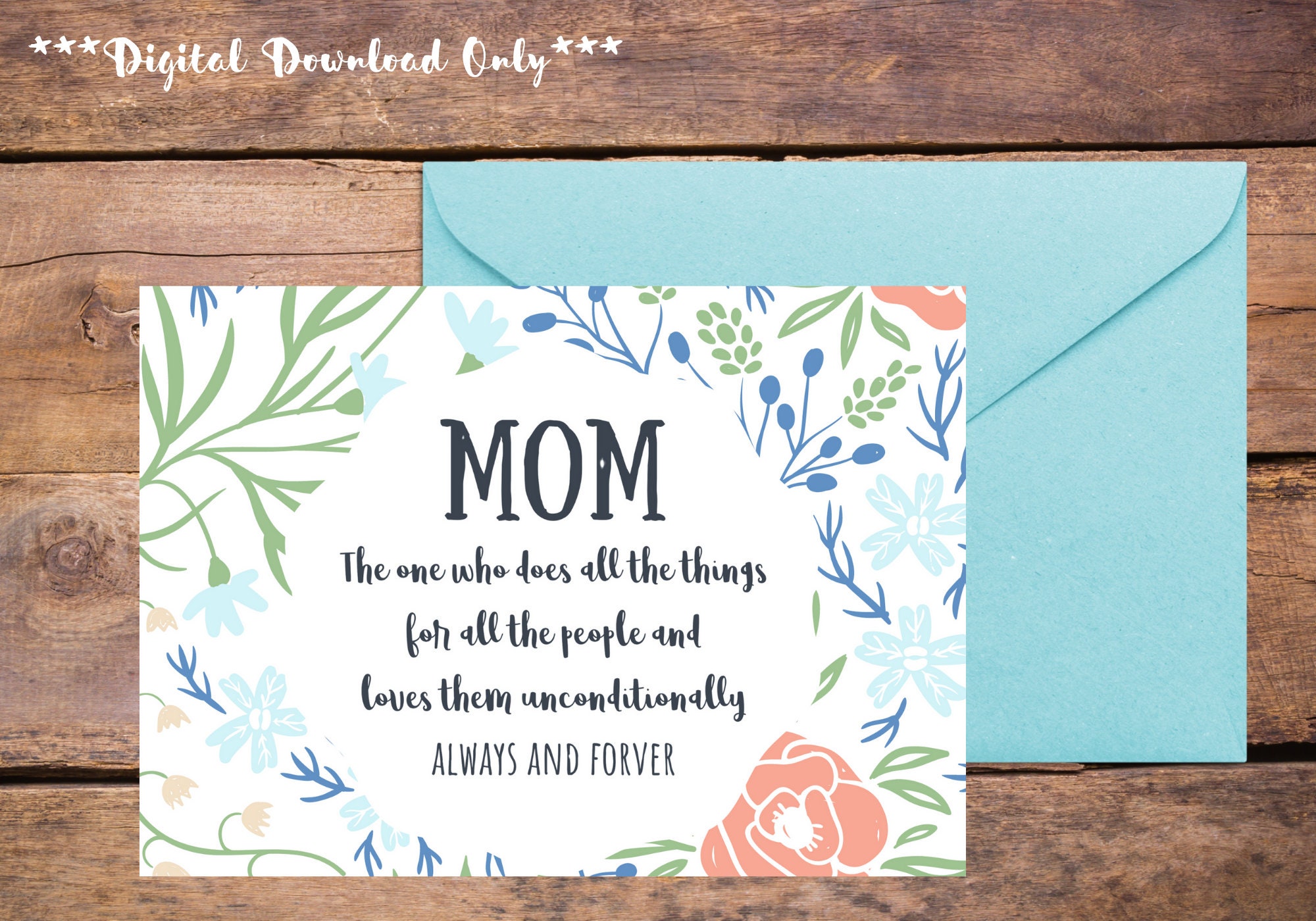 PRINTABLE Mother's Day Card, Card for Mom, the One Who Does All the ...