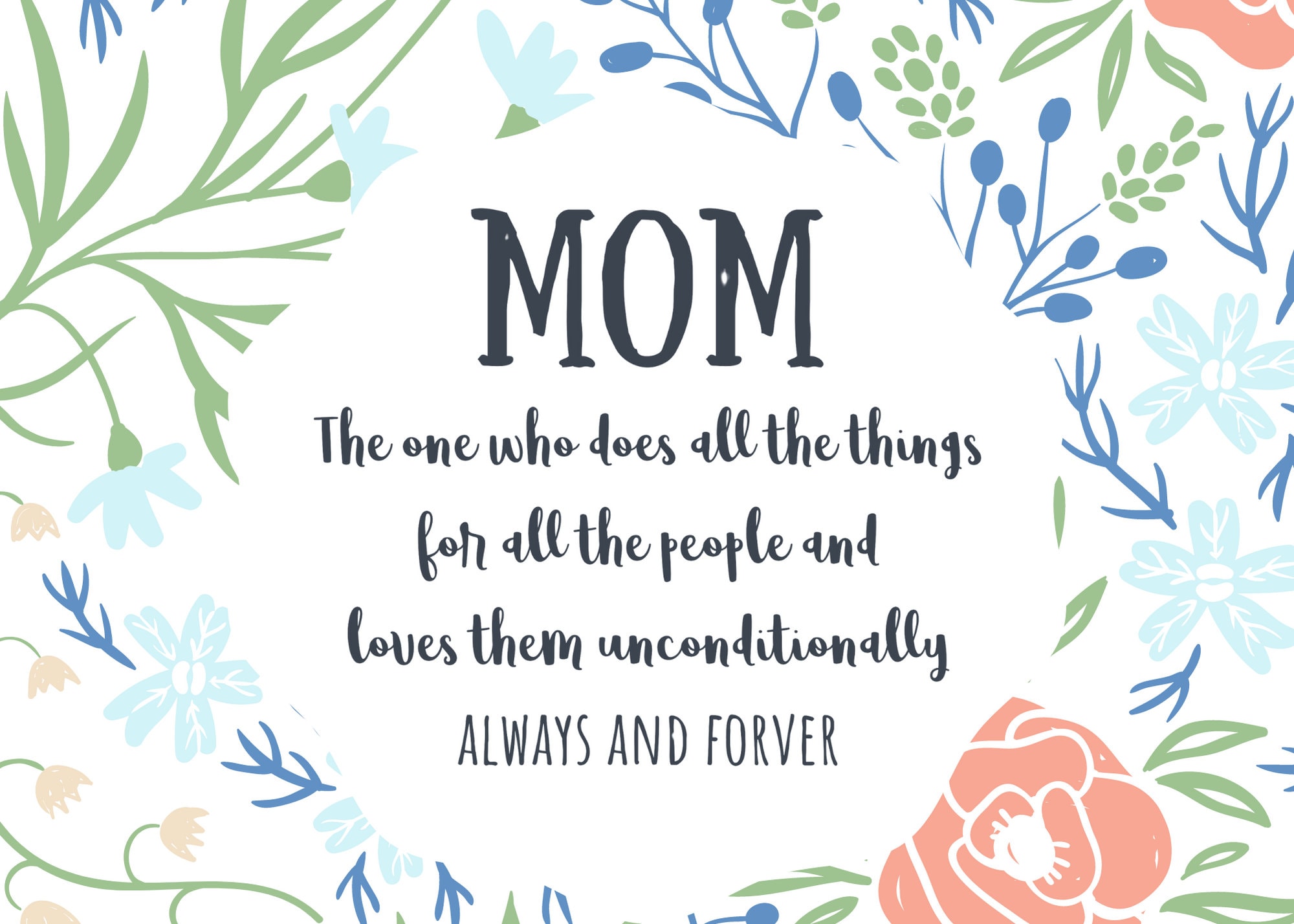 PRINTABLE Mother's Day Card, Card for Mom, the One Who Does All the ...