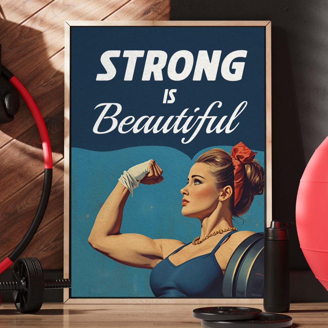 Retro Gym Poster, Strong Woman Art Print (digital Download) - Etsy