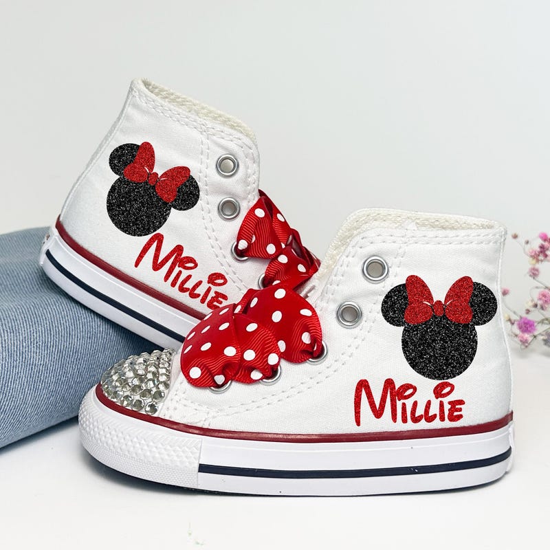 Minnie Mouse Converse - Etsy