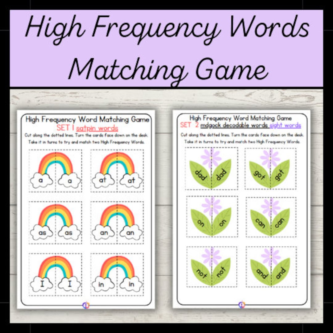 High Frequency Word Matching Game - Etsy