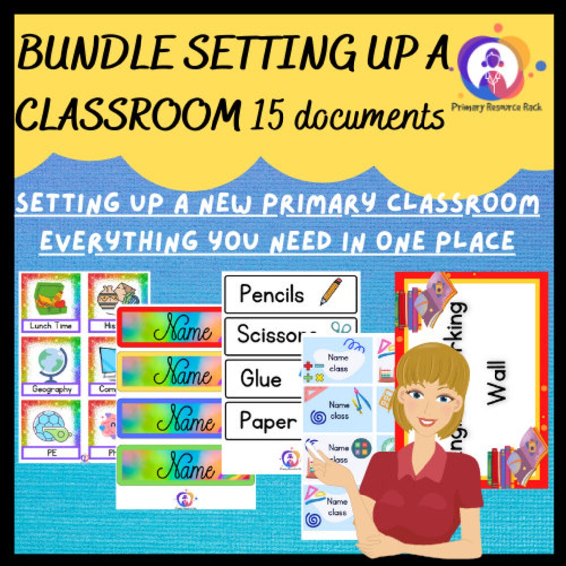 BUNDLE Classroom Set Up, Drawer Labels, Book Labels, Visual Timetable ...