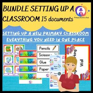 BUNDLE Classroom Set Up, Drawer Labels, Book Labels, Visual Timetable ...