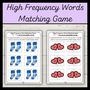 High Frequency Word Matching Game - Etsy