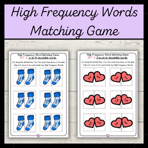 High Frequency Word Matching Game - Etsy