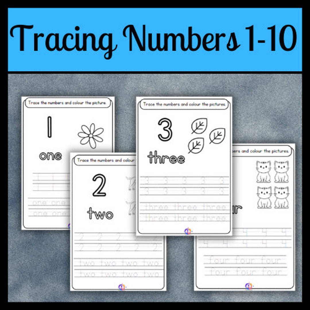 Tracing Numbers 1 10 Worksheets - Etsy