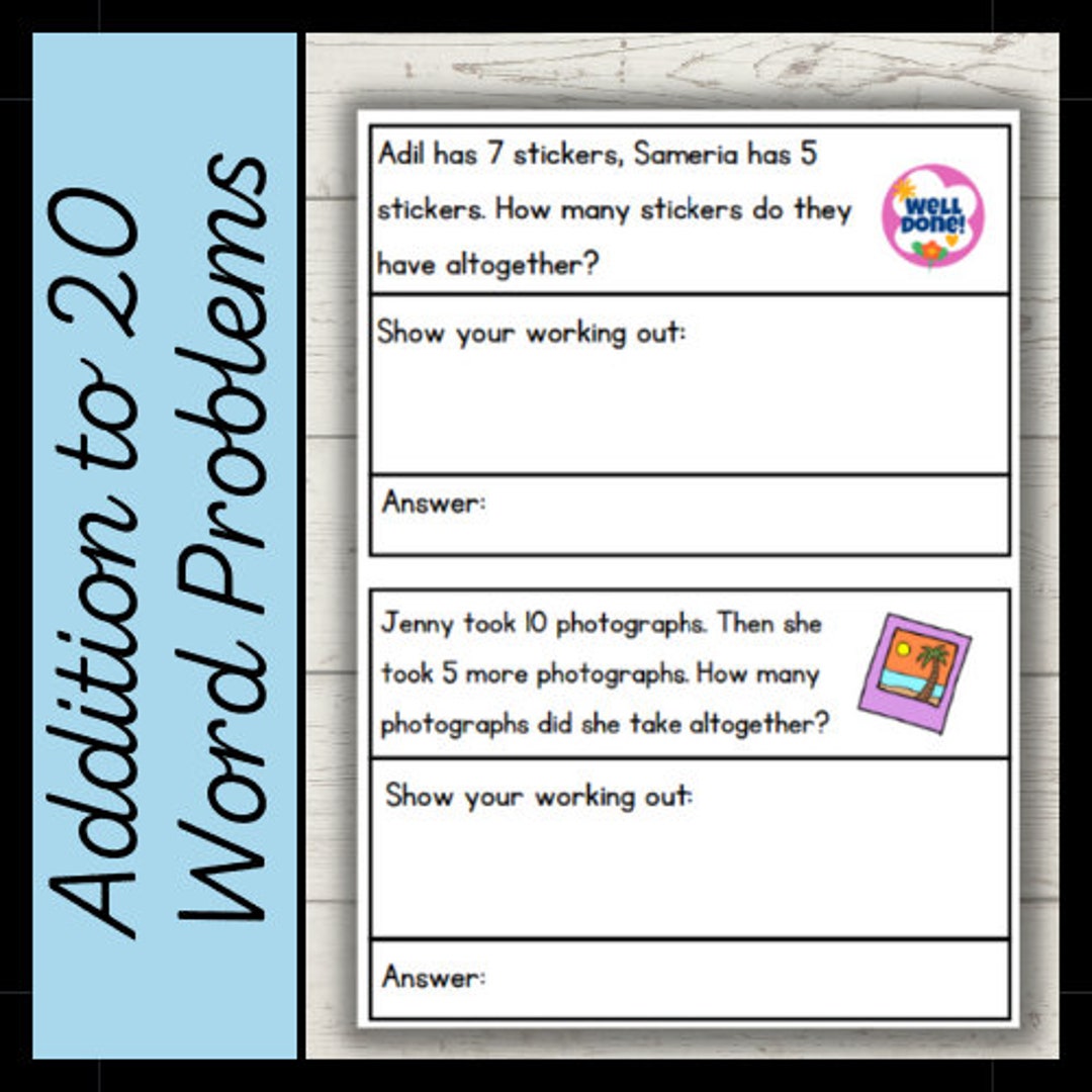 Math Word Problems Addition to 20 - Etsy