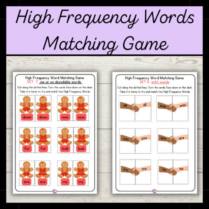 High Frequency Word Matching Game - Etsy