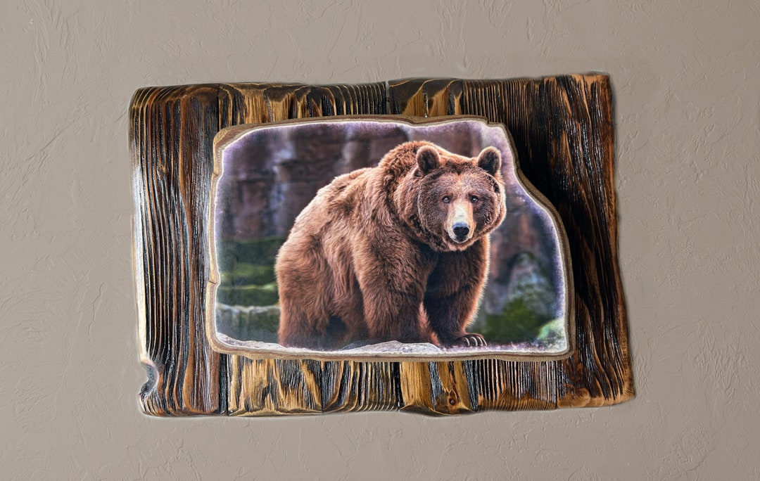 Grizzly Bear Rustic Wood/ Photo Art - Etsy