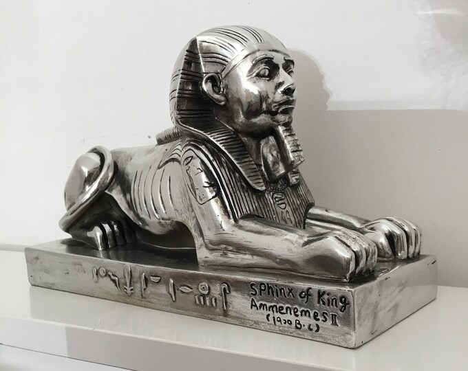 Small Metal Sphinx Figure. Metal Sphinx Figure With Hieroglyphics on ...