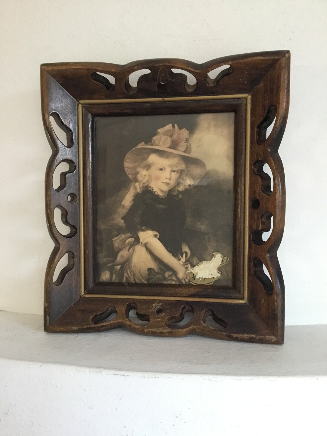 Small Vintage Framed Little Girl Print. Sepia Toned Child Print in ...