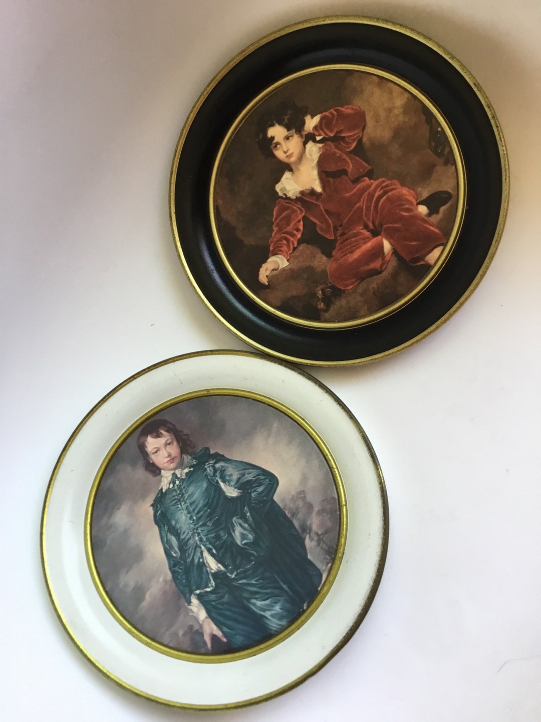 Pair of Metal Based Old Masters Painting Prints. Metal Framed Classic ...