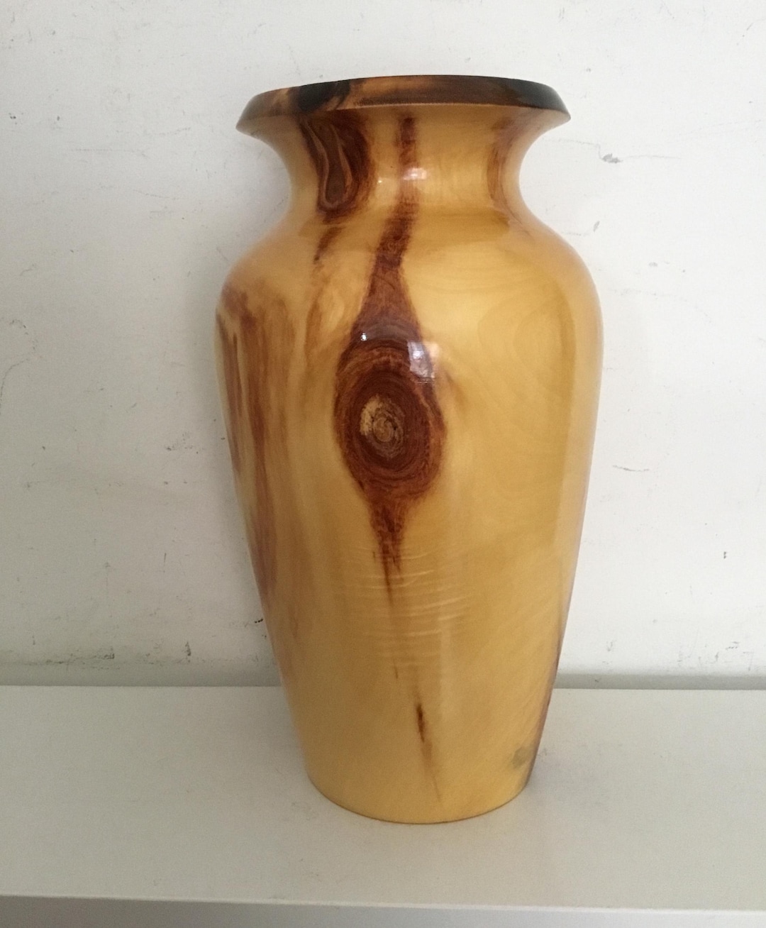 Tall Hand Turned Wood Vase. Tall Classic Shaped Artist Signed Aspen ...