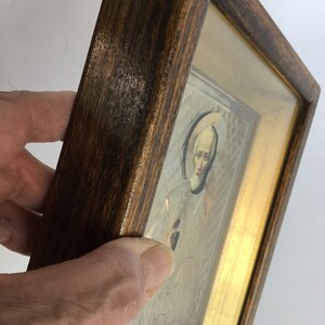 Metal Surrounded Religious Icon in Shadow Box Frame. Vintage Religious ...