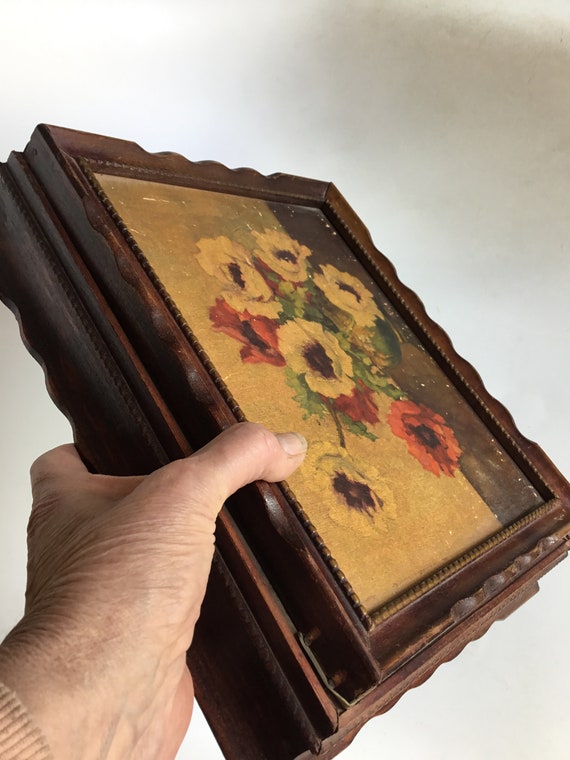 Very old large wooden keepsake box. Vintage wooden ke… - Gem