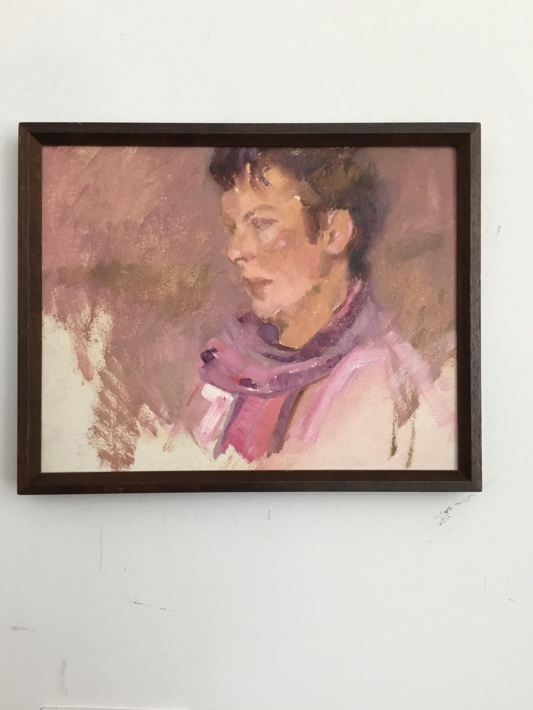 Mid Size Pink/purple Portrait Painting. Small-ish Vintage Artist Signed ...