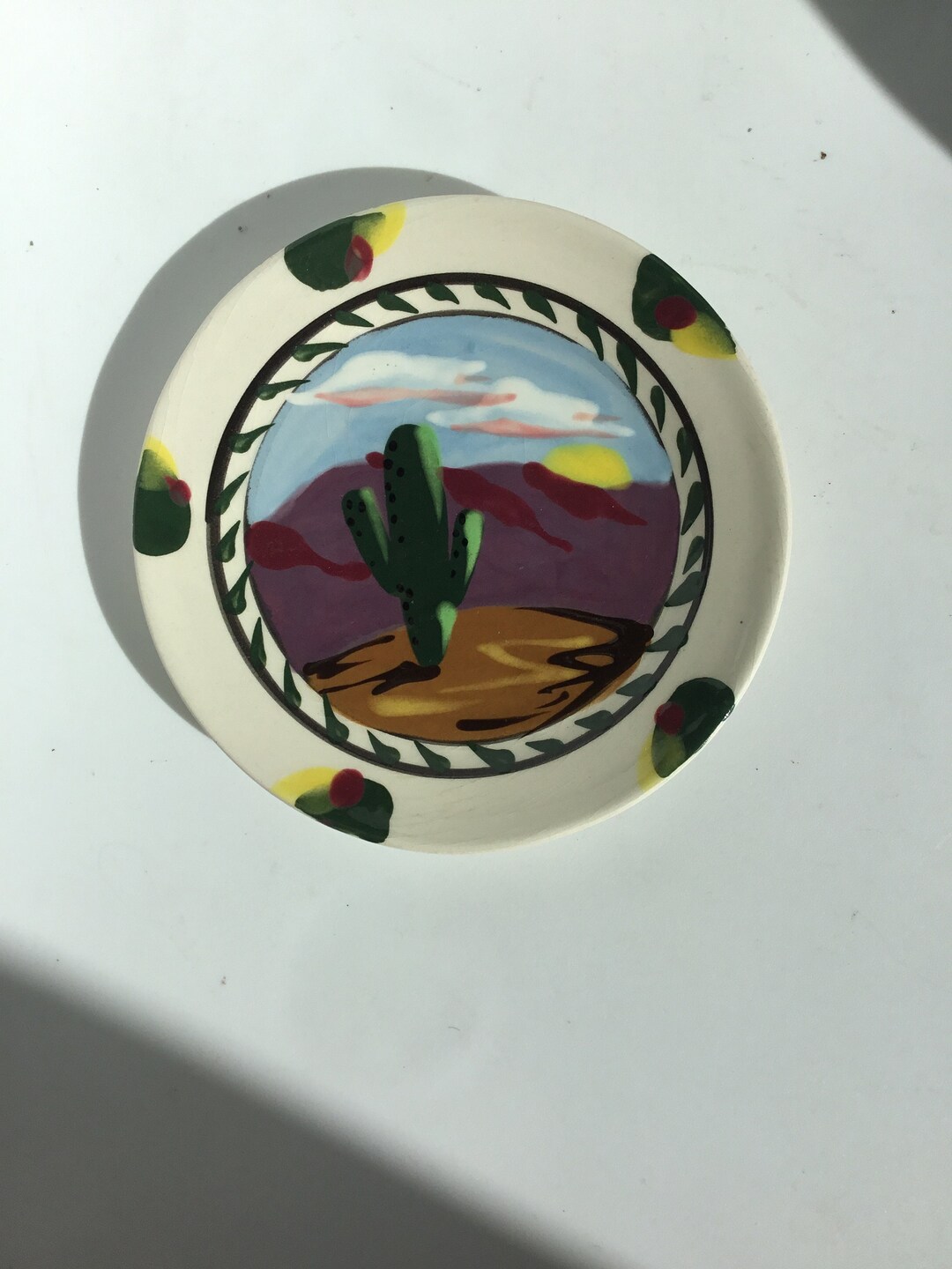 Small Ceramic Hand Painted Ring Dish. Small Western Scene Painted Artist Signed Ring Dish. - Etsy