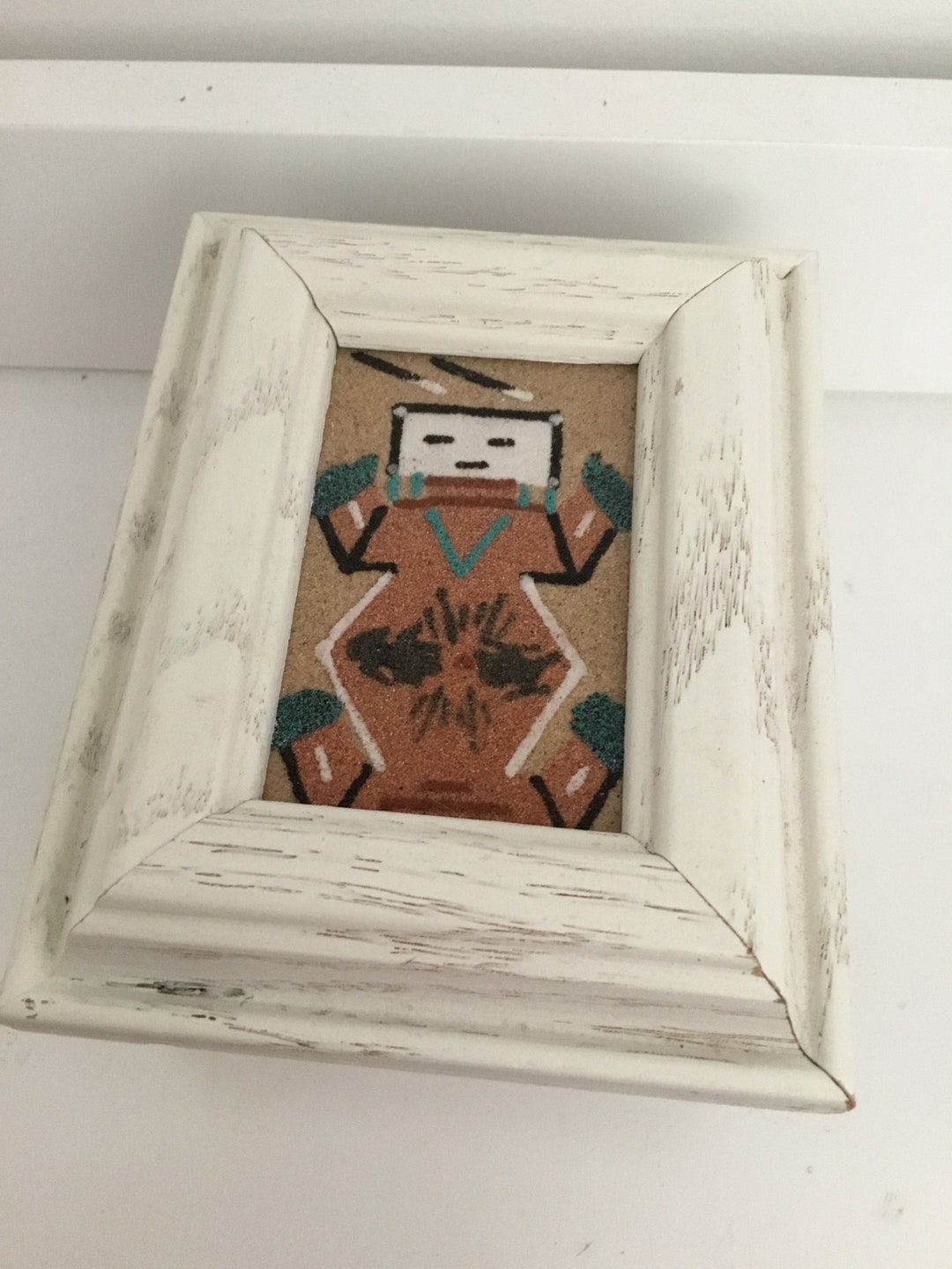 Small White Wood Box With Navajo Sand Painting in the Lid. Small Navajo ...